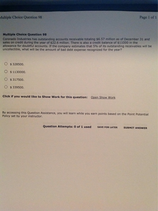 Solved Multiple Choice Question 98 Page 1 of 1 Multiple | Chegg.com