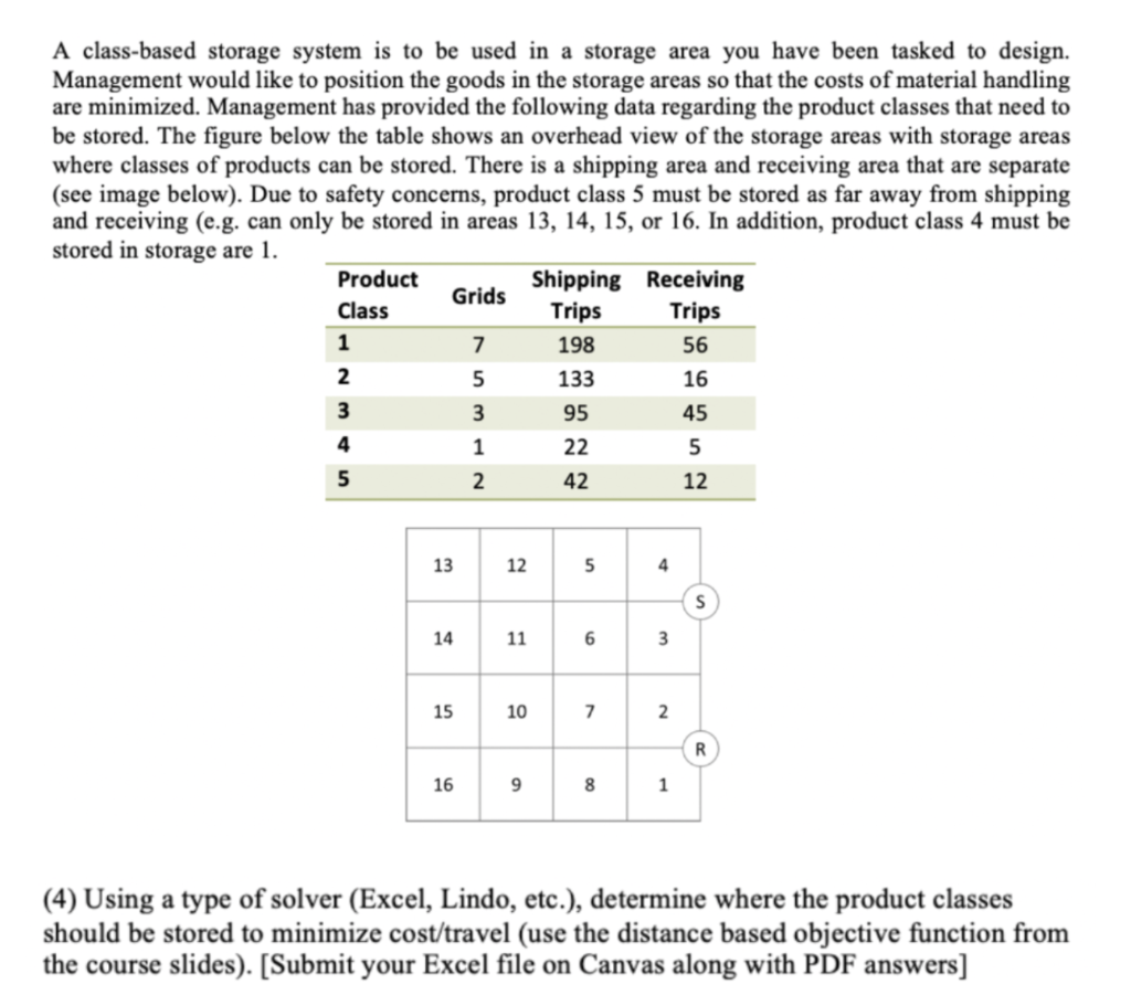 A class-based storage system is to be used in a | Chegg.com