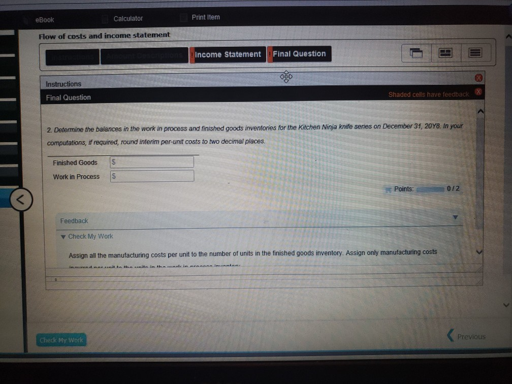 eBook Calculator Print Item Flow of costs and income | Chegg.com