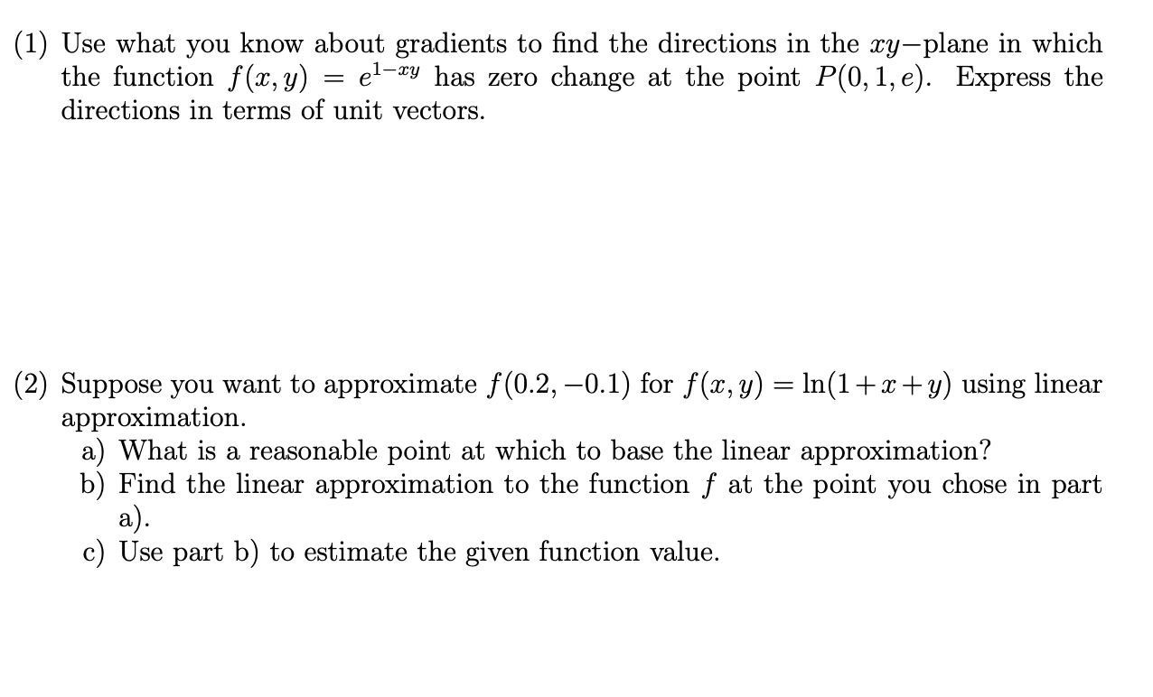 Solved (1) Use what you know about gradients to find the | Chegg.com