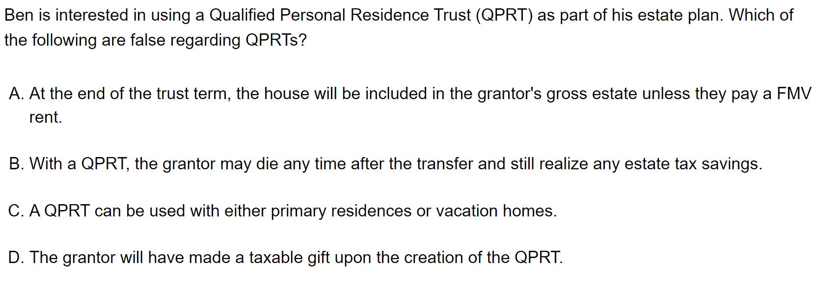 Solved Ben is interested in using a Qualified Personal | Chegg.com