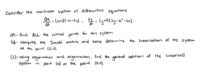 Solved Consider the nonlinear system of differential | Chegg.com