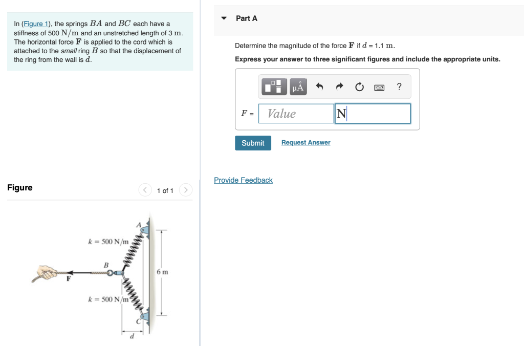 Solved In (Figure 1), the springs BA and BC each have a | Chegg.com