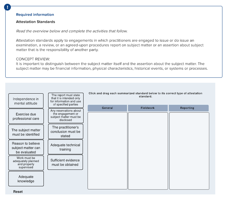 Solved Required information Attestation Standards Read the | Chegg.com