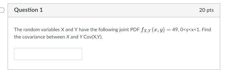 Solved Question 120 ﻿ptsThe random variables x ﻿and Y ﻿have | Chegg.com