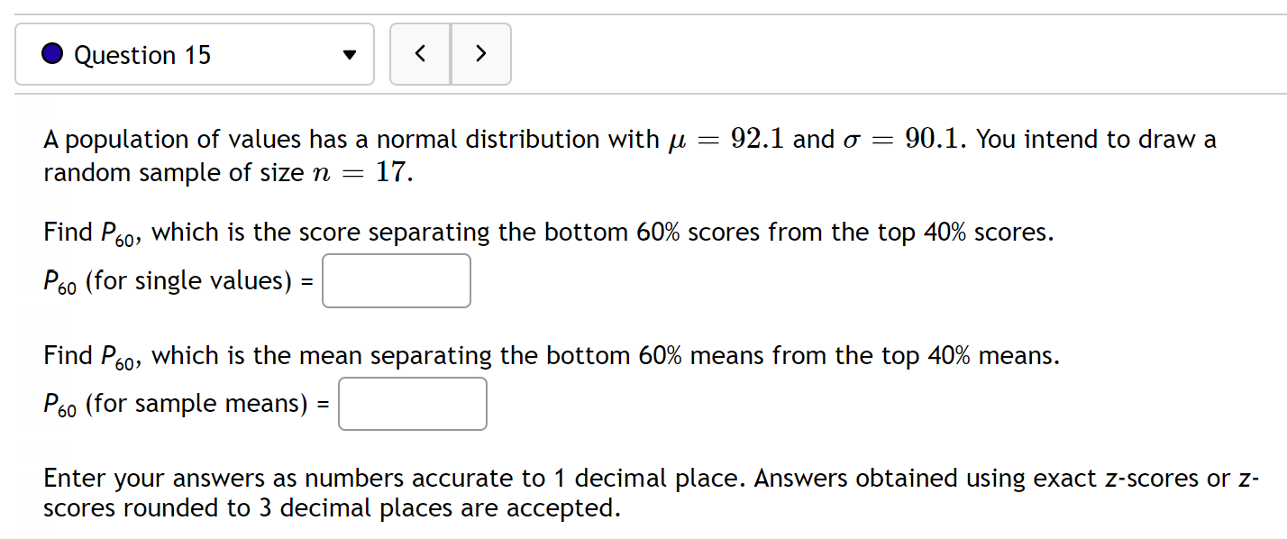 Solved A population of values has a normal distribution with | Chegg.com
