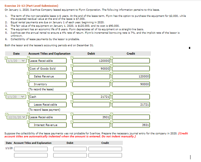 Solved Exercise 21-12 (Part Level Submission) On January 1, | Chegg.com