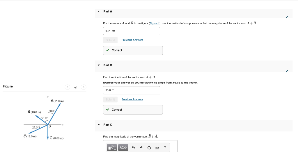 Solved Figure Ď (10.0 m) 25.0 53.0° Ĉ(12.0 m) B (15.0 m) ले | Chegg.com