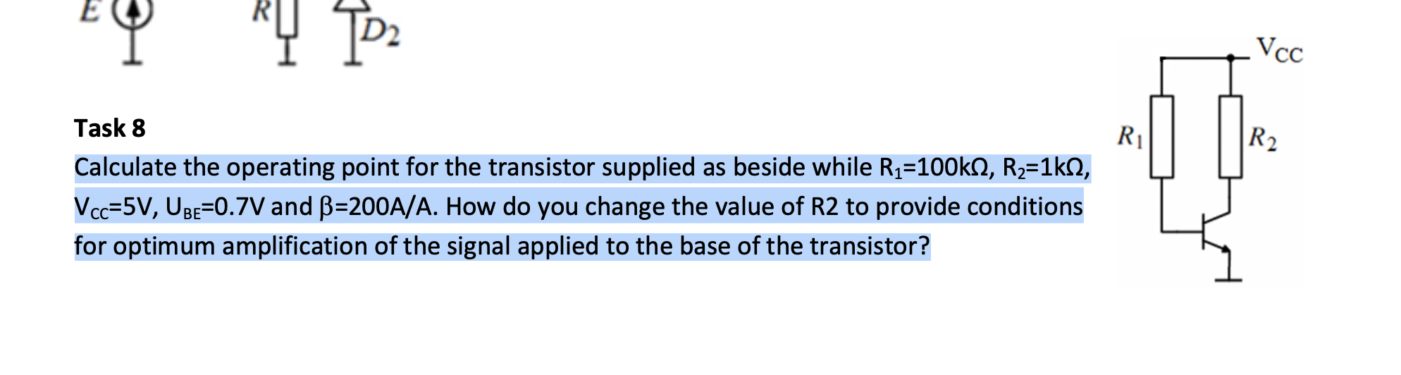 Solved Calculate the operating point for the transistor | Chegg.com