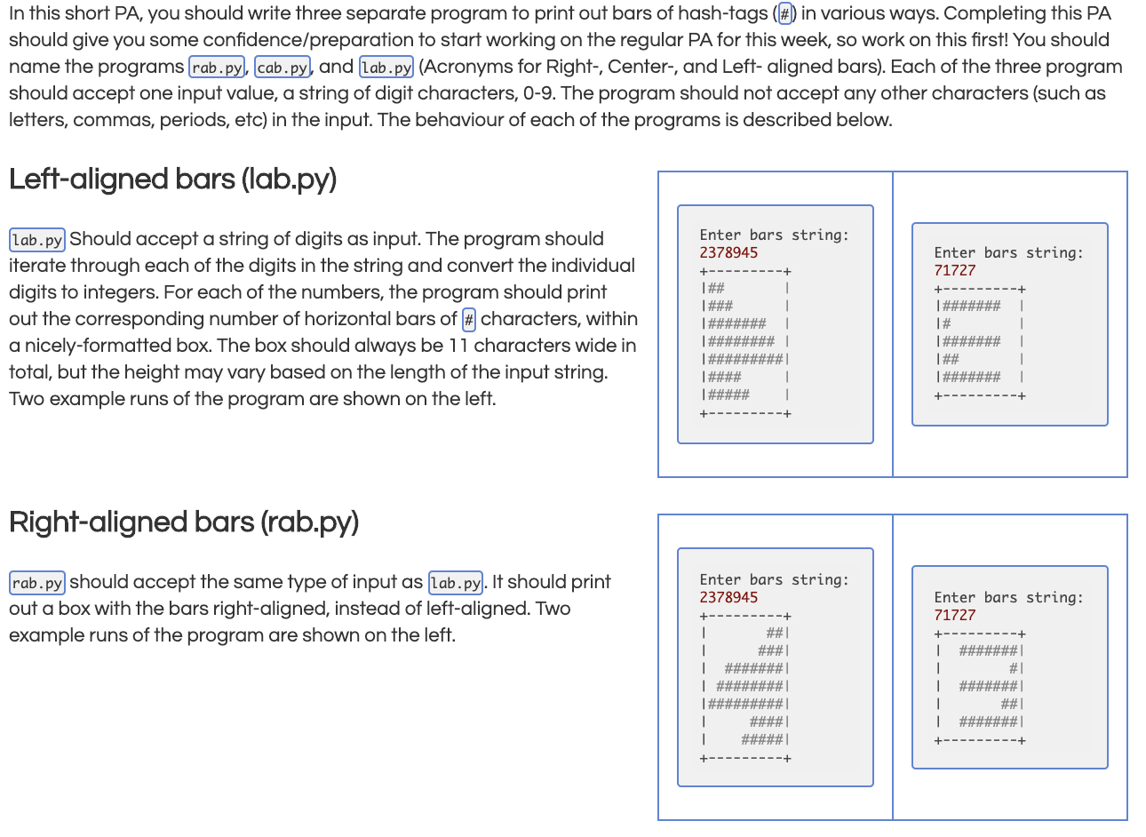 Solved In this short PA, you should write three separate | Chegg.com