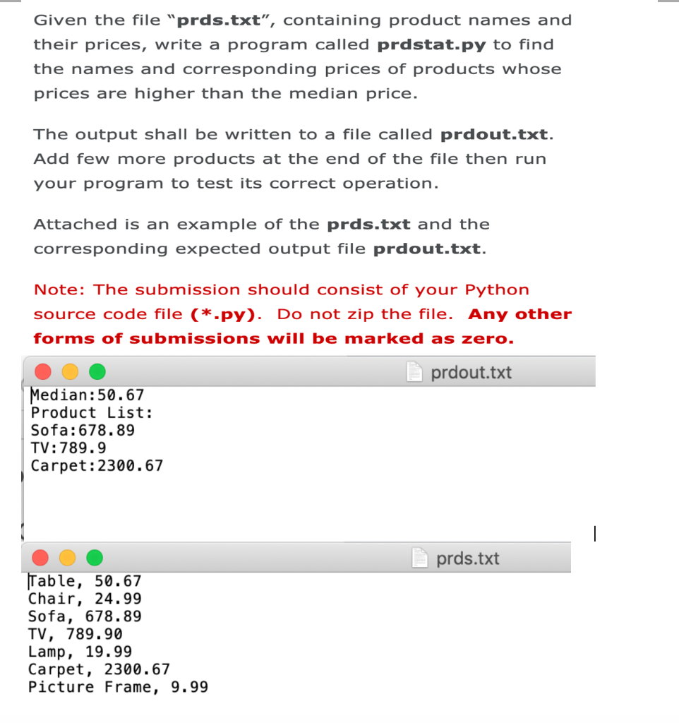 Solved Given the file "prds.txt”, containing product names | Chegg.com