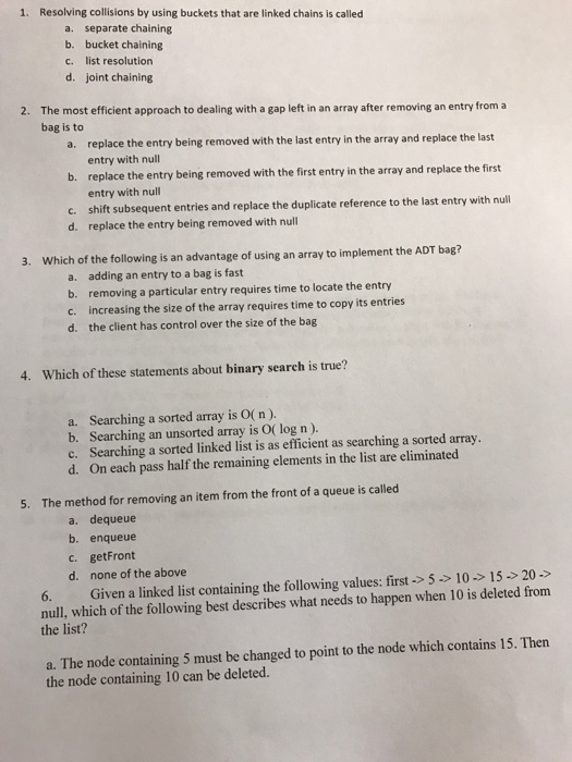 Solved Resolving collisions by using buckets that are linked | Chegg.com