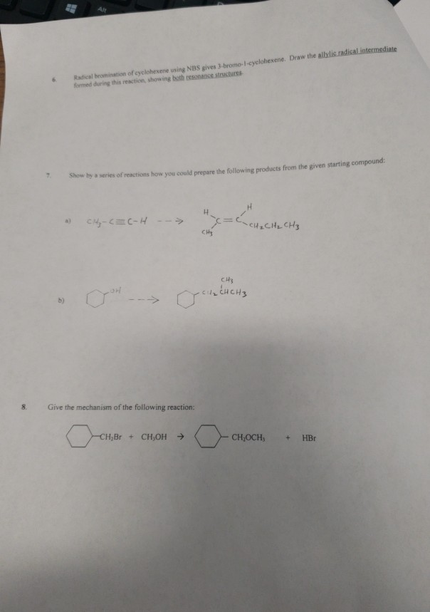 Solved 6 Radical bromination of cyclohexene using NBS gives | Chegg.com
