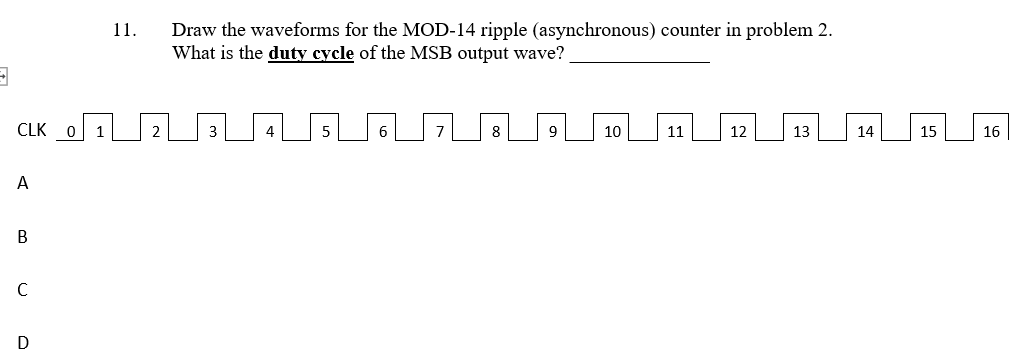 Solved 11. Draw the waveforms for the MOD-14 ripple | Chegg.com