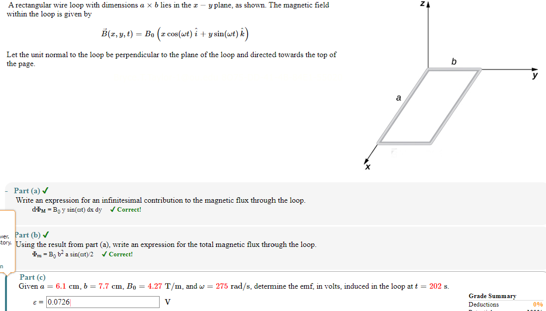 Solved by an EXPERT Am ﻿needing part C. ﻿A rectangular wire loop with | Chegg.com
