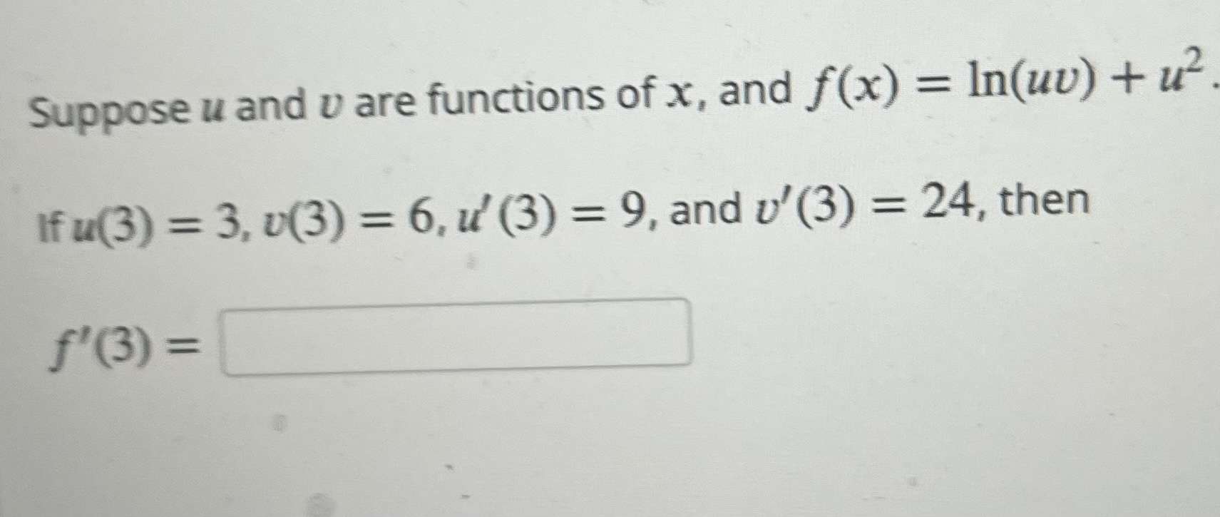 Solved Suppose u and v are functions of x, and | Chegg.com