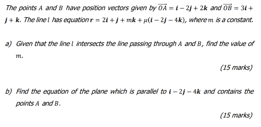Solved The points A and B have position vectors given by OA | Chegg.com