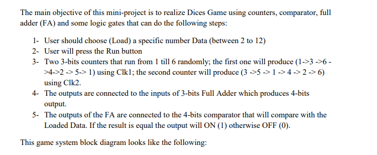 Solved The main objective of this mini-project is to realize | Chegg.com