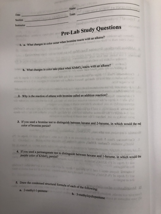 Solved Name Team Date Section Instructor Pre-Lab Study | Chegg.com