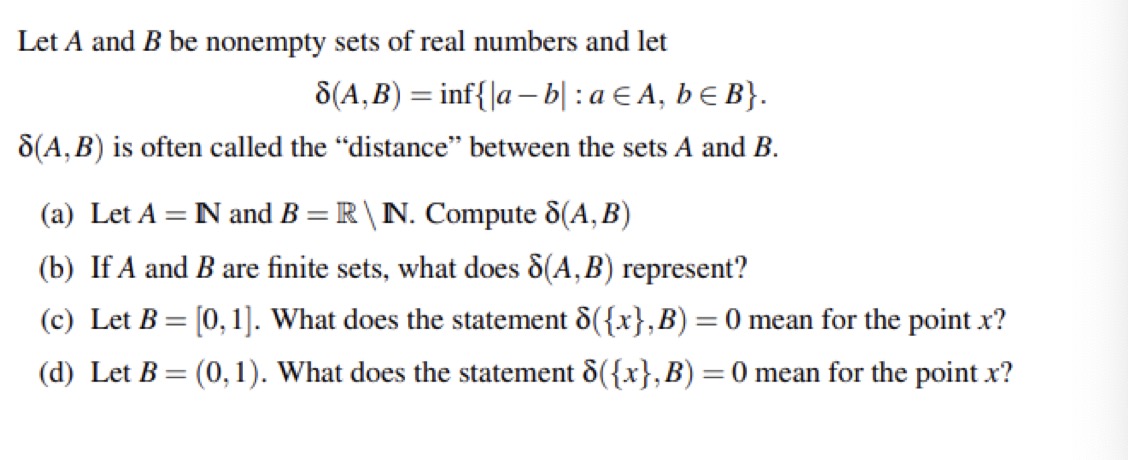 Solved Let A and B be nonempty sets of real numbers and let | Chegg.com