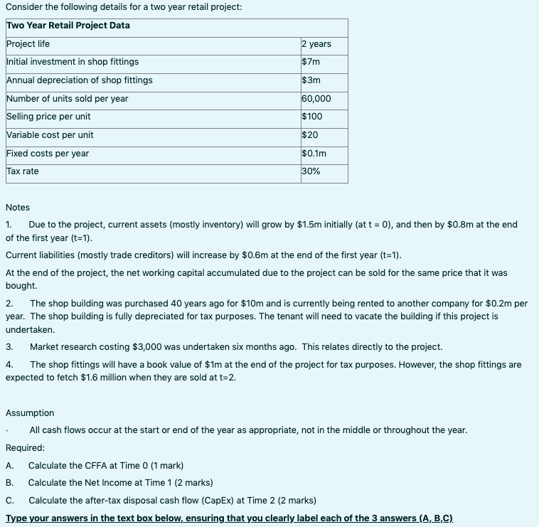 2 years $7m Consider the following details for a two | Chegg.com