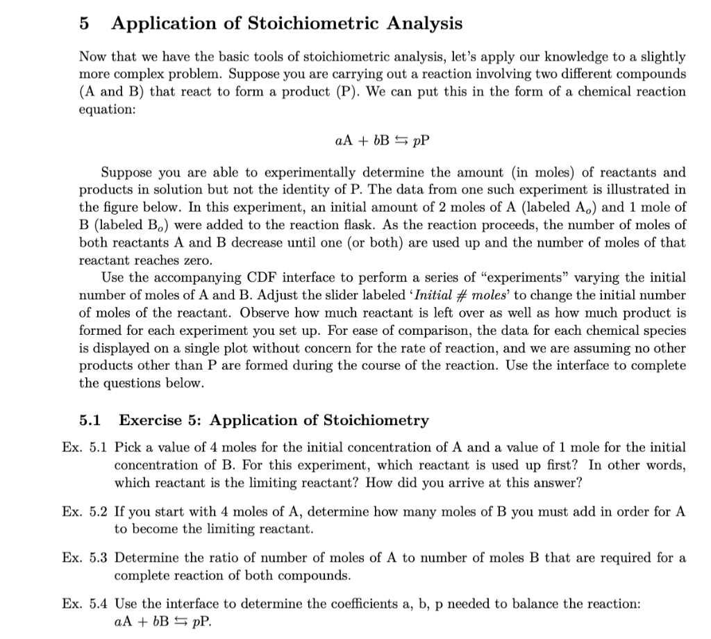 Solved 5 Application of Stoichiometric Analysis Now that we | Chegg.com