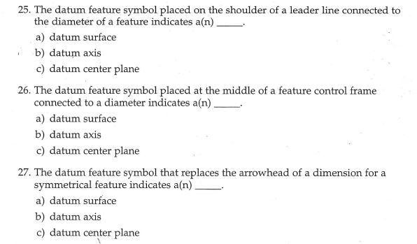 Solved 22. The datum feature symbol placed on the edge view | Chegg.com
