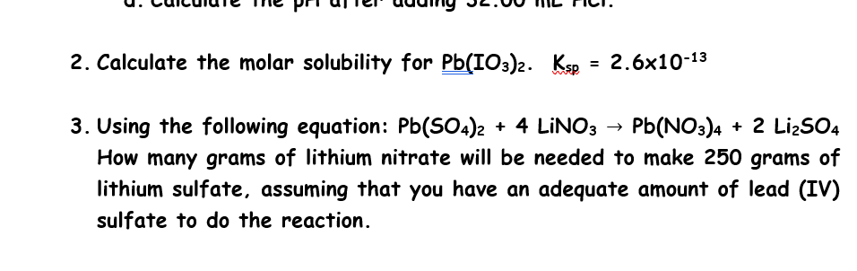 Solved 2. Calculate the molar solubility for | Chegg.com