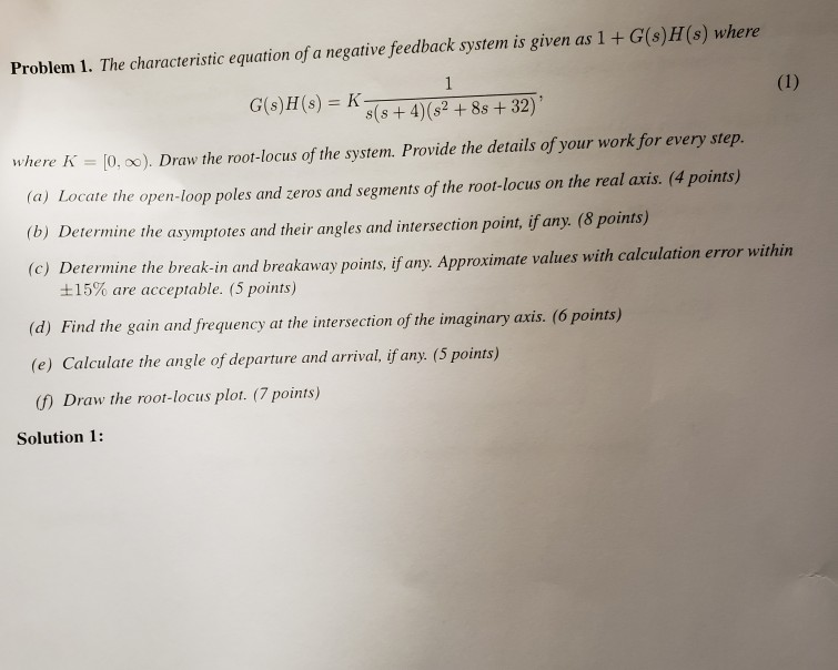 Solved Problem 1. The characteristic equation of a negative | Chegg.com