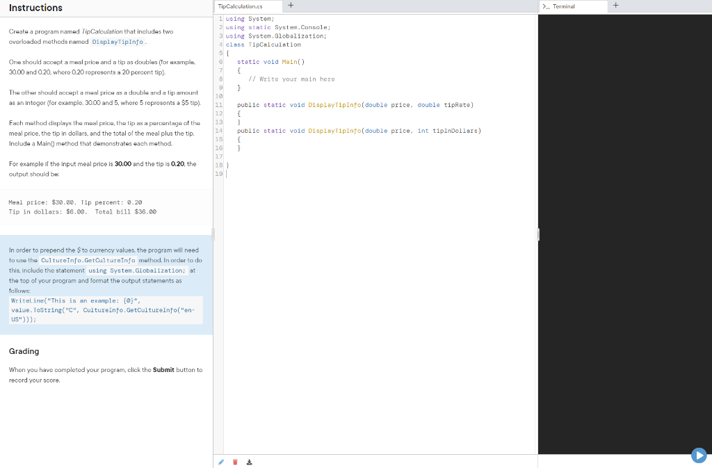 Solved Instructions > Terminal Create a program named | Chegg.com