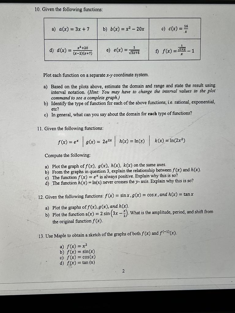 Solved 1. Use Maple to graph f(x)=ax−x2, for a=0,1,2,3,4,5. | Chegg.com
