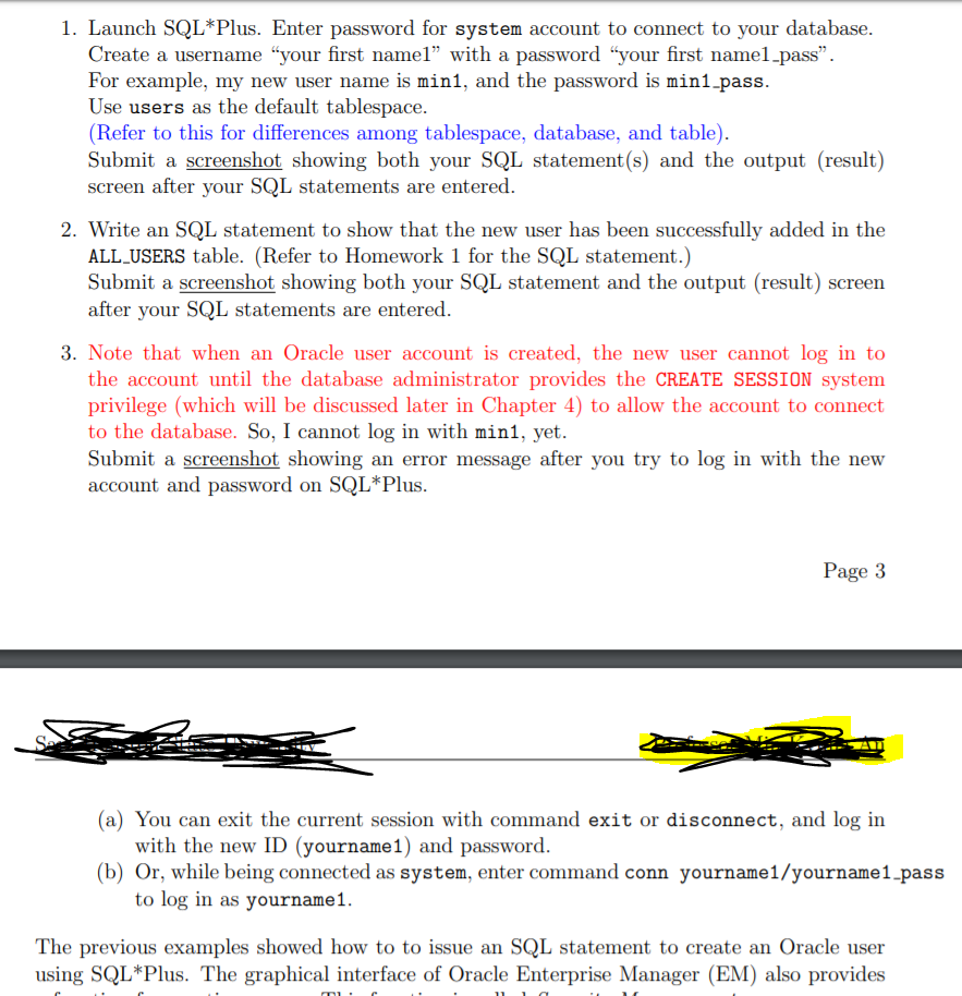 EXTERNALLY CREATE USER username IDENTIFIED { BY | Chegg.com