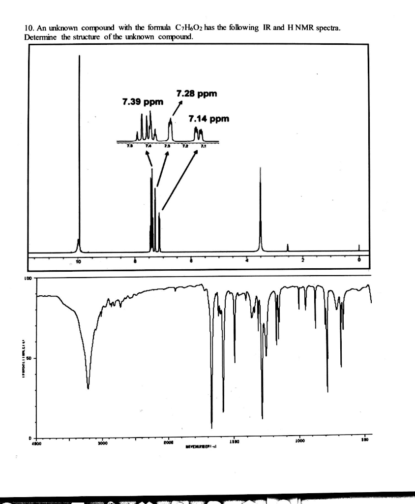 Solved 10. An unknown compound with the formula C7H6O2 has | Chegg.com