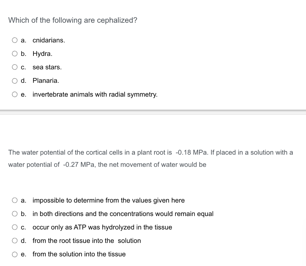 Solved Which of the following are cephalized? a. cnidarians. | Chegg.com