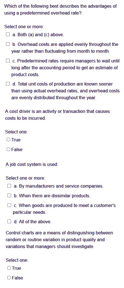 Solved Which of the following best describes the advantages | Chegg.com