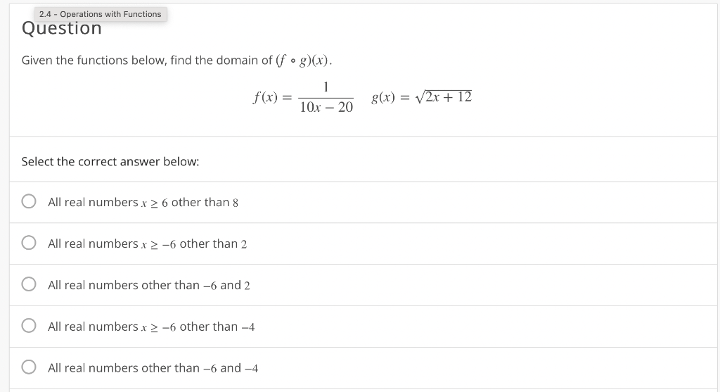 Solved 24 Operations With Functions Question Given The 