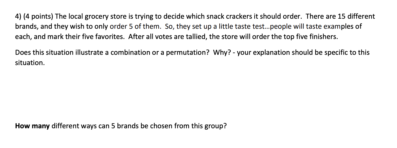 Solved 4) (4 points) The local grocery store is trying to | Chegg.com