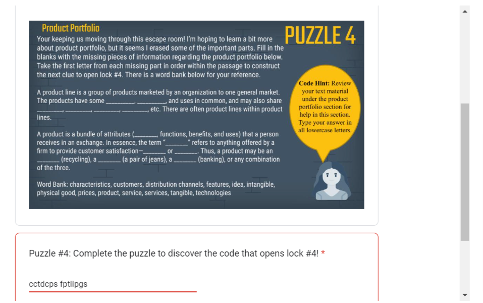 Solved Puzzle \#4: Complete the puzzle to discover the code | Chegg.com
