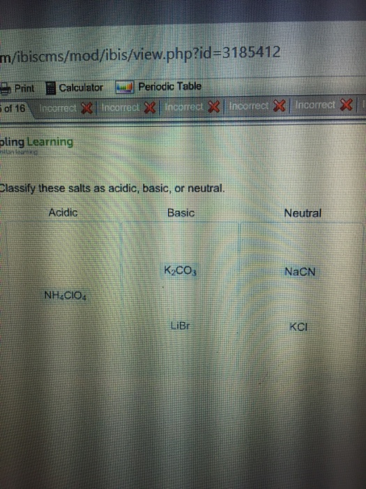 Solved Classify these salts as acidic, basic, or neutral. | Chegg.com