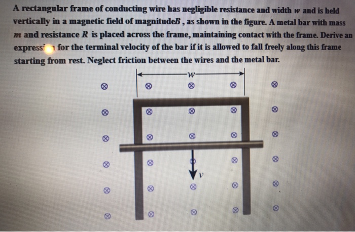 Solved A rectangular frame of conducting wire has negligible | Chegg.com