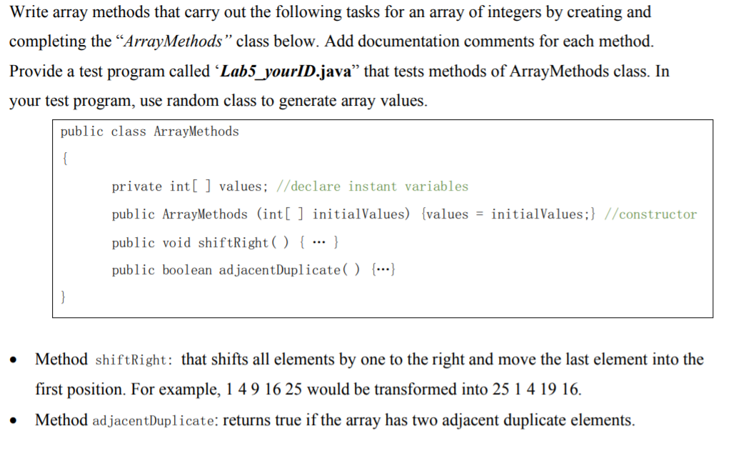Solved Write array methods that carry out the following | Chegg.com