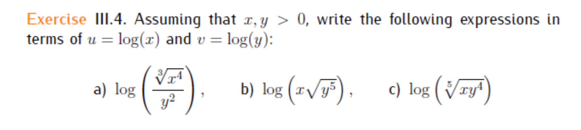 Solved Exercise III.4. Assuming that r, y > 0, write the | Chegg.com