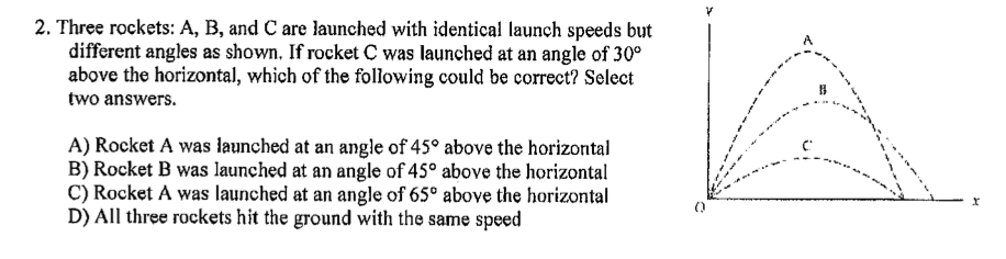Solved A 2. Three rockets: A, B, and C are launched with | Chegg.com