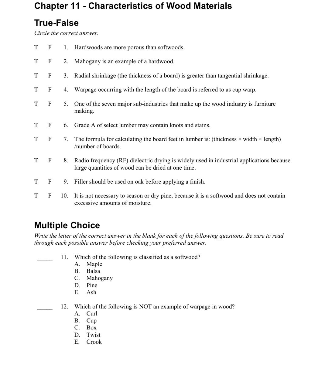 Solved True-False Circle the correct answer. T F 1. | Chegg.com