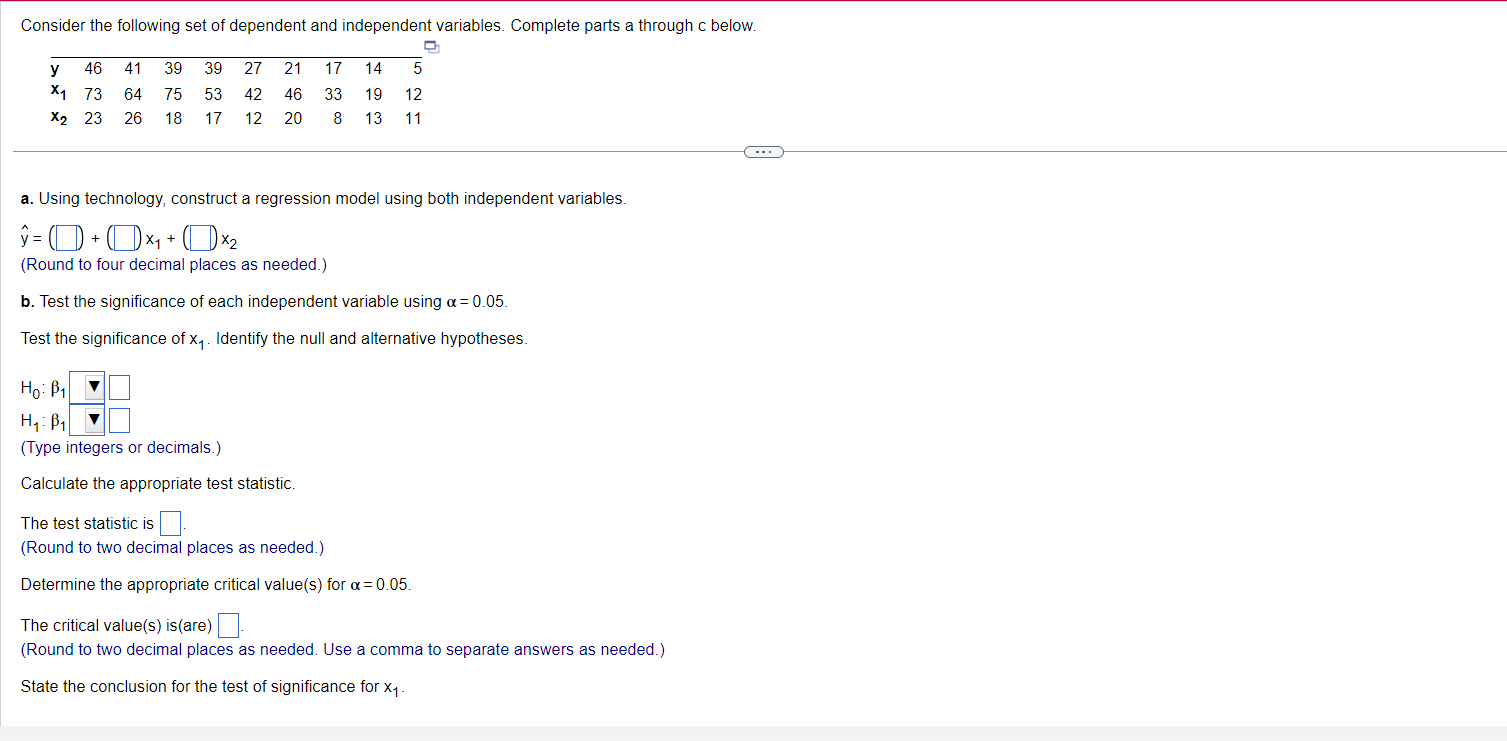 Solved a. Using technology, construct a regression model | Chegg.com