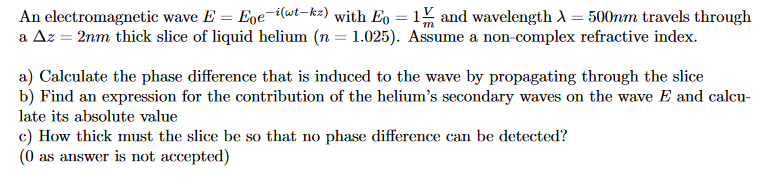 Solved solve as required An electromagnetic wave | Chegg.com