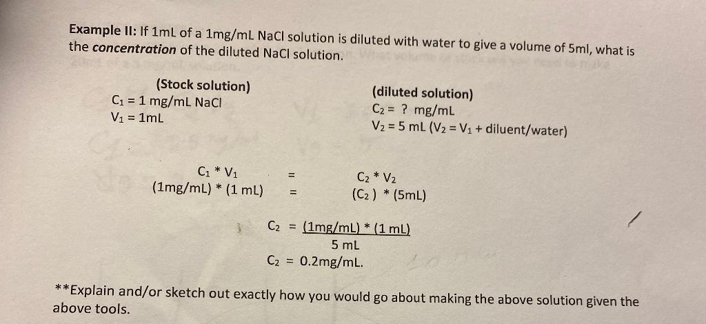 Solved Example II: If 1mL of a 1mg/ml NaCl solution is | Chegg.com