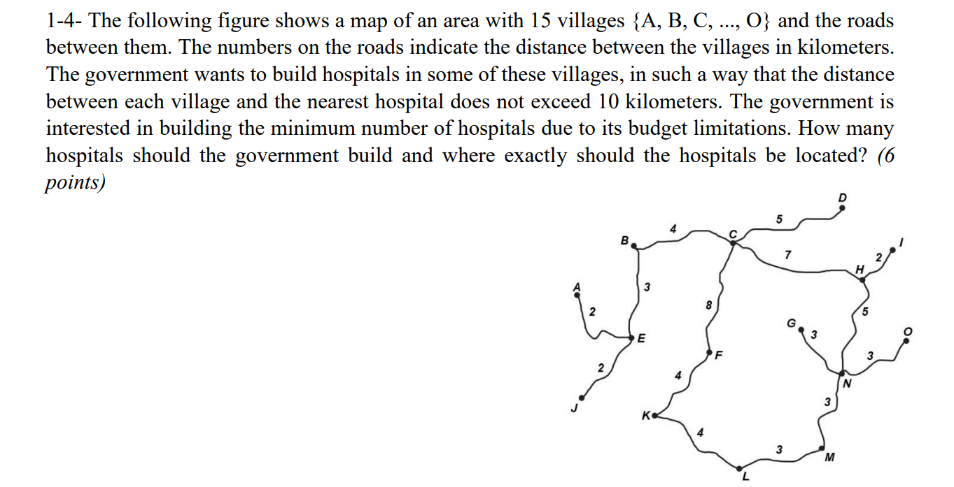 Solved 1-4- The following figure shows a map of an area with | Chegg.com