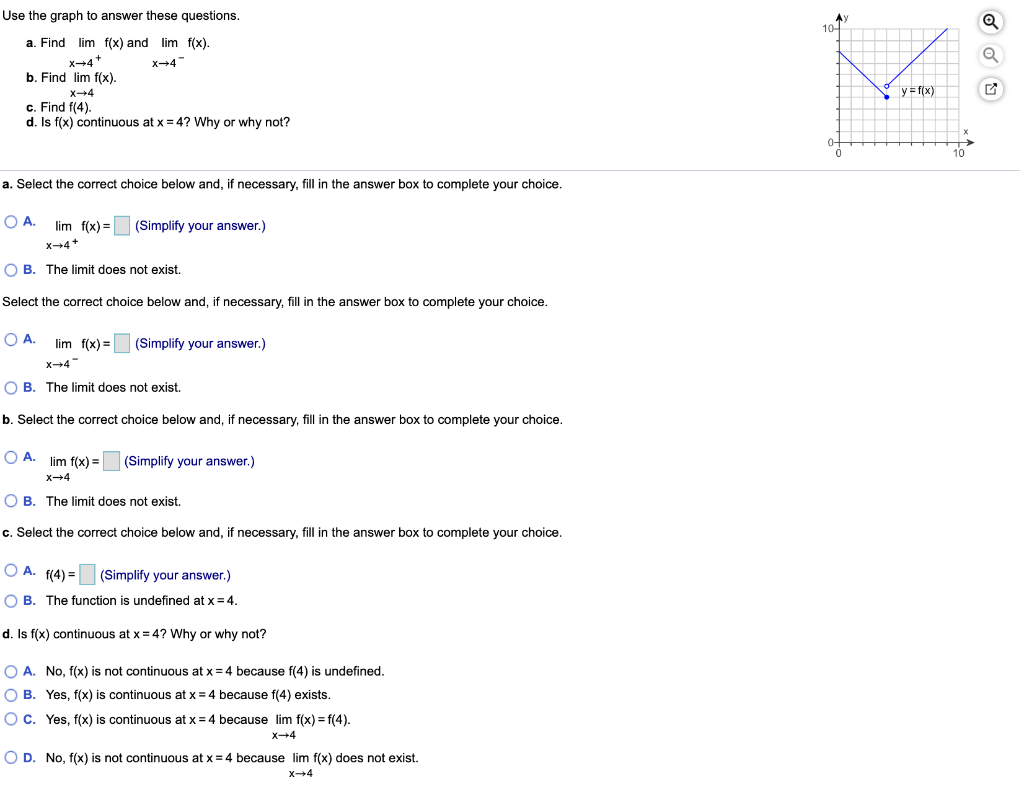 Solved Use the graph to answer these questions, a. Find lim | Chegg.com