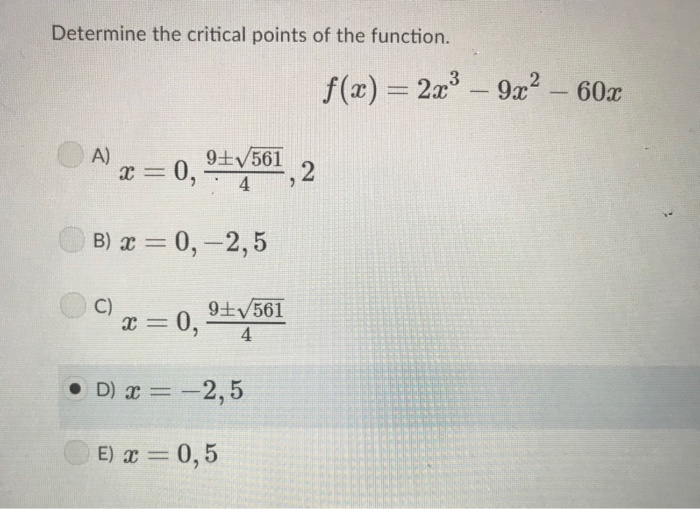 Solved Determine the critical points of the function. f(x) | Chegg.com